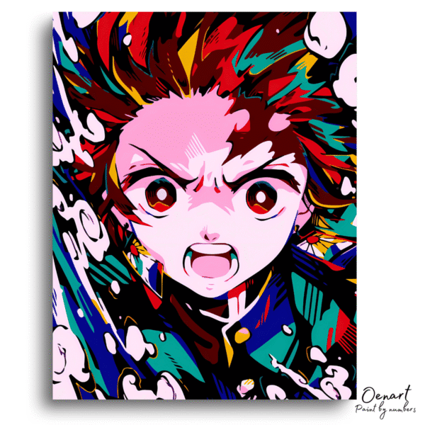 Demon Slayer: Tanjiro Colorful Art - Anime Paint By Numbers Kit - Oenart