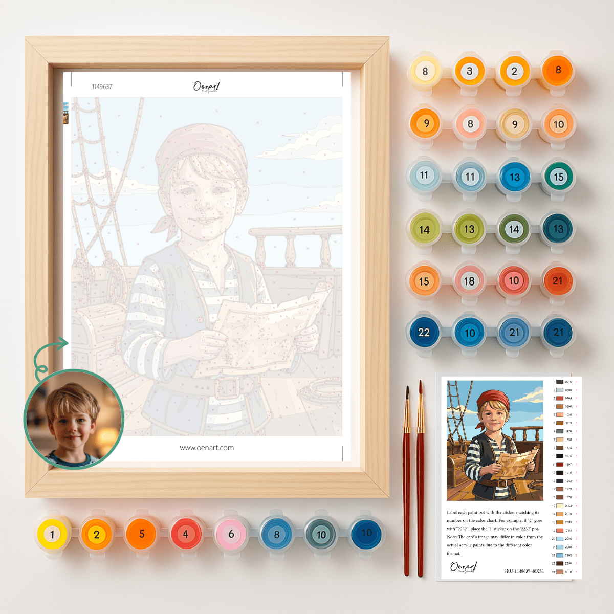 Pirate Adventure Kid – Personalized Paint By Numbers Kit - Oenart